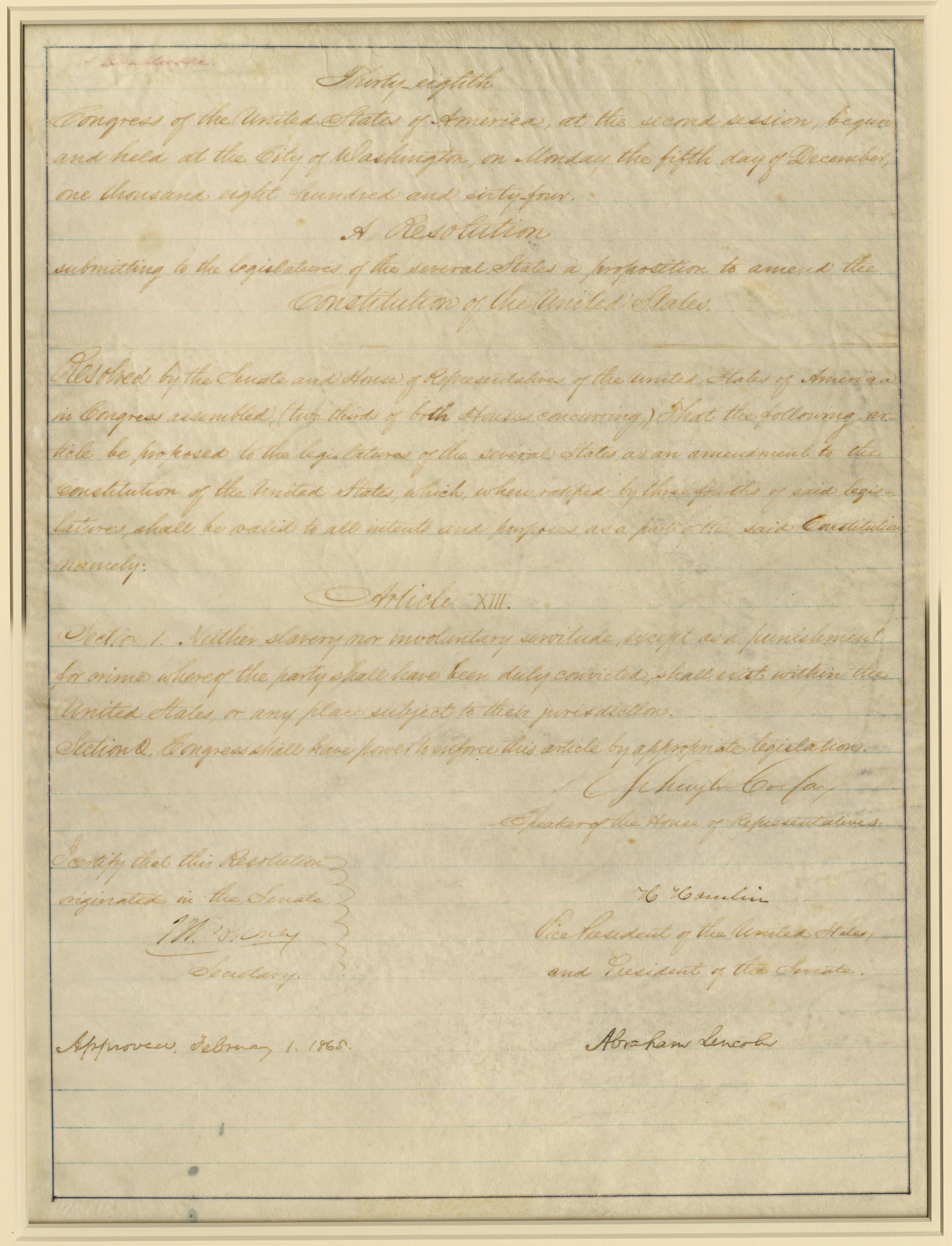 The Thirteenth Amendment | The New York Historical